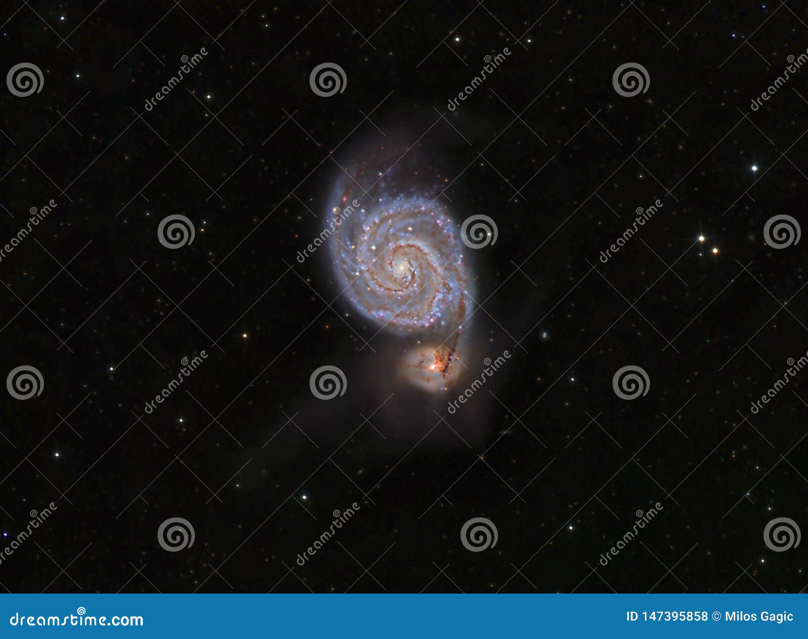 The Whirlpool Galaxy, Also Known As Messier 51. Stock Photo - Image of ...