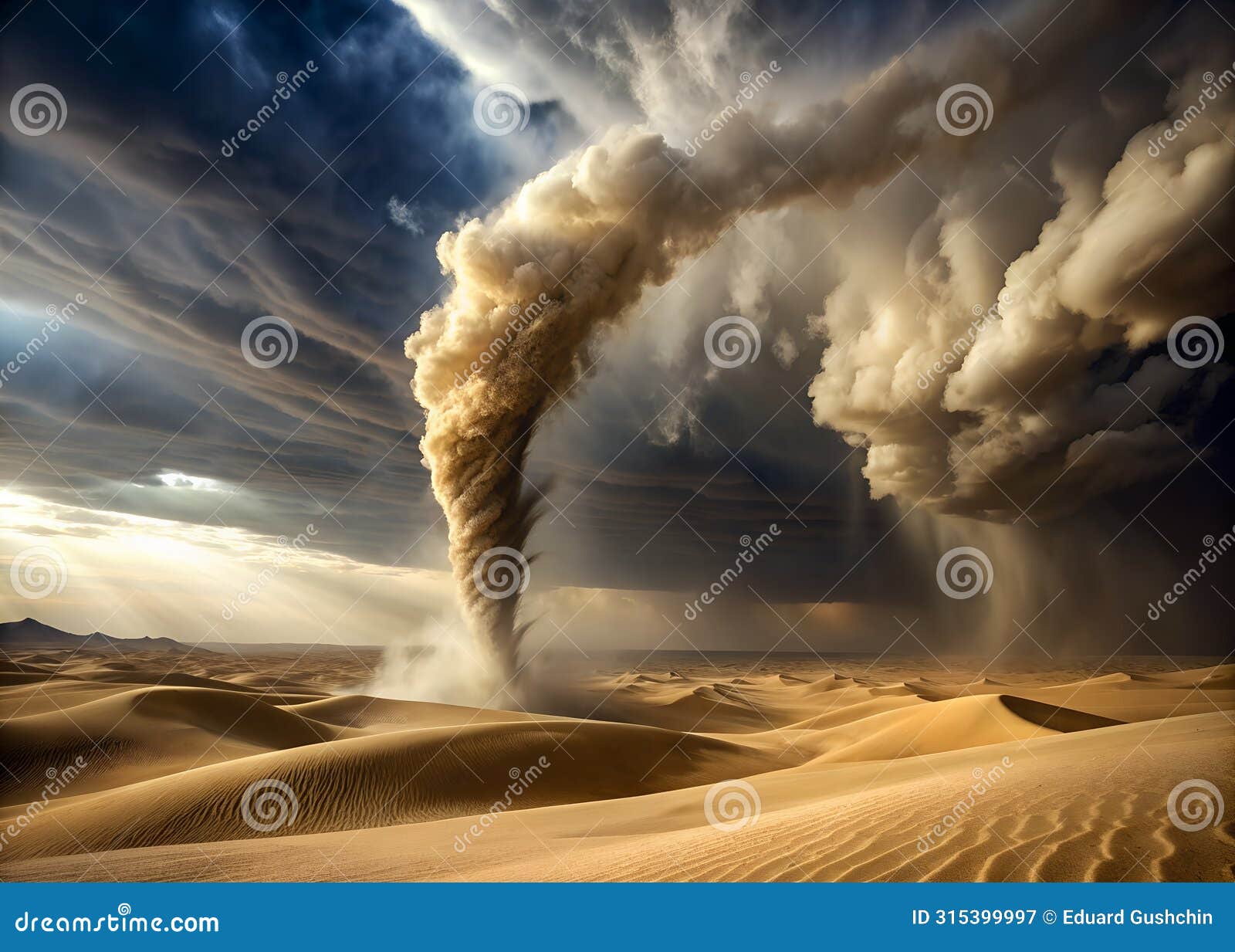 Whirlwind in the desert stock illustration. Illustration of realistic ...
