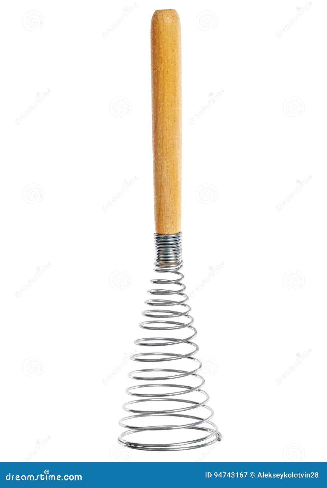 Whisk with Wooden Handle - Vintage Kitchen Utensil. Isolated on Stock ...