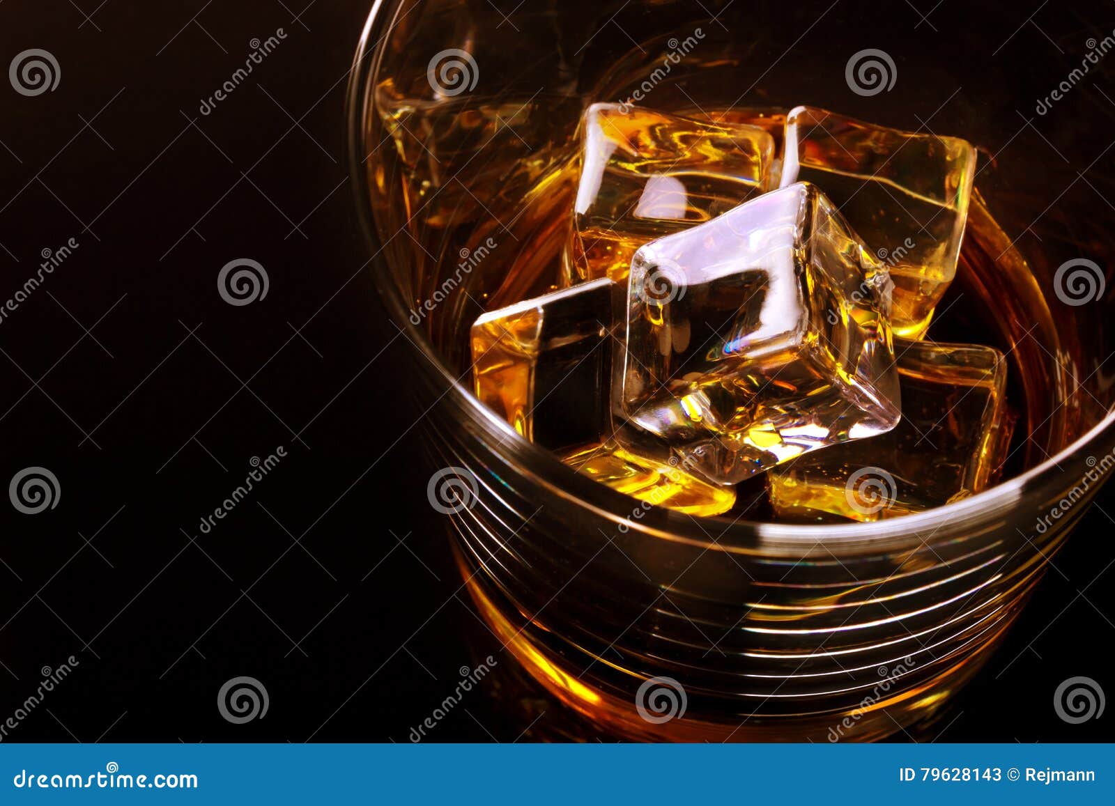 Whiskey Alcohol Glass with Ice Cubes Stock Image - Image of liquor ...