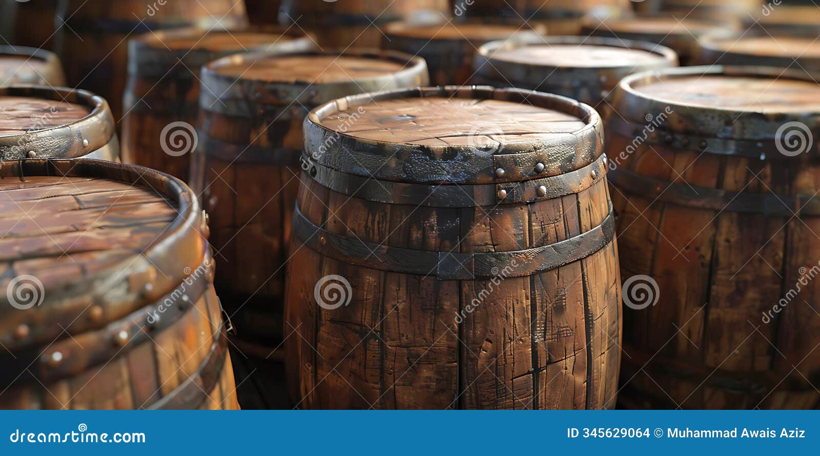 Whiskey Barrels in Store Background - Ai Generated Stock Illustration ...
