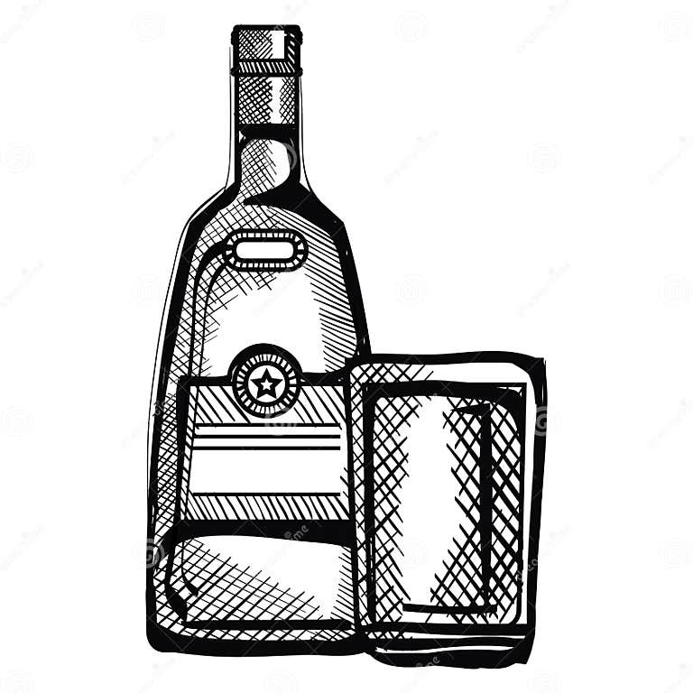 Whiskey Bottle With Glass Stock Illustration Illustration Of Brandy 146497788