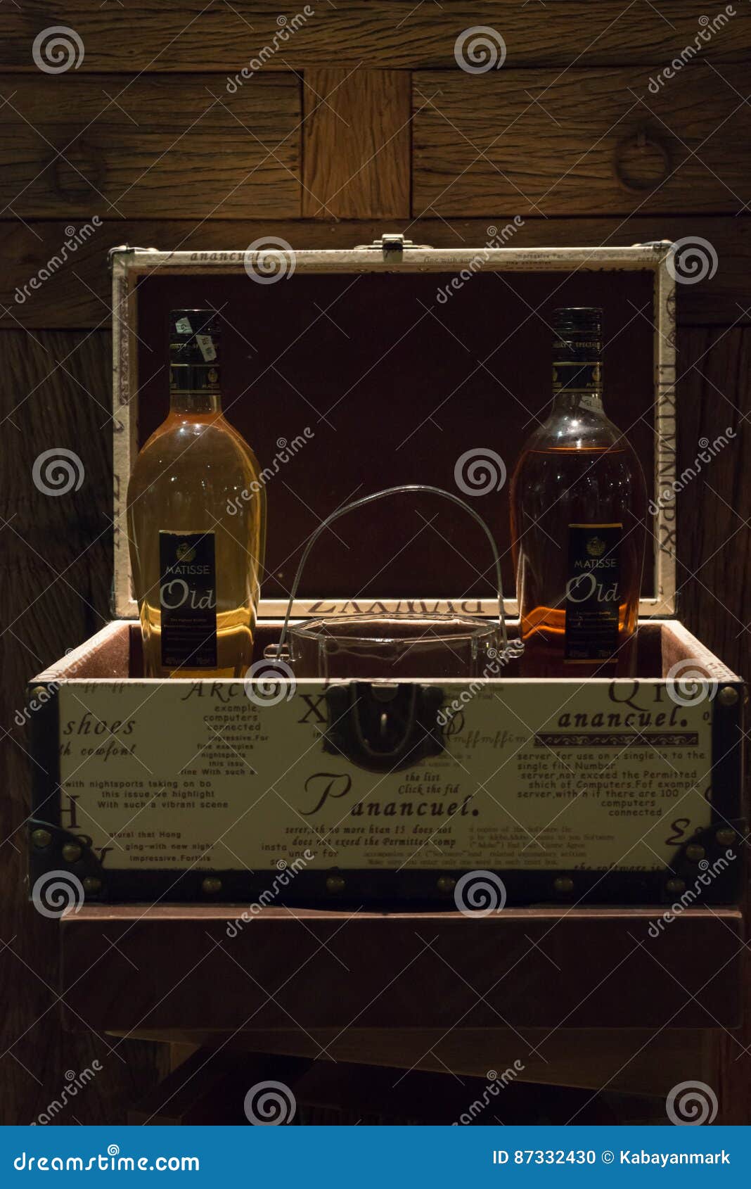 Whiskey in a Bottle, Two Bottles in a Decorative Wooden Box with ...