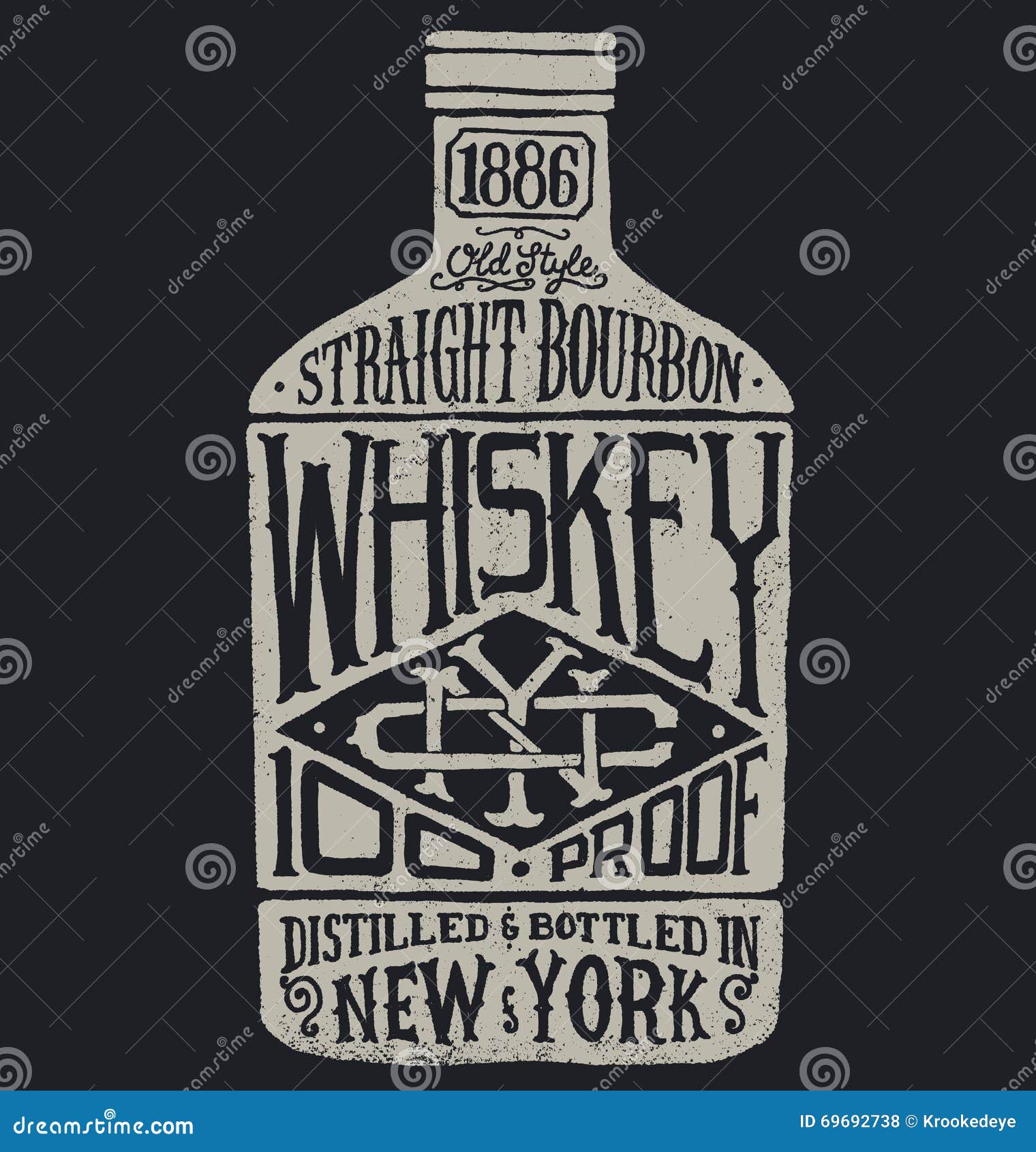 Whiskey Bottle with Vintage Typography Stock Vector - Illustration of ...