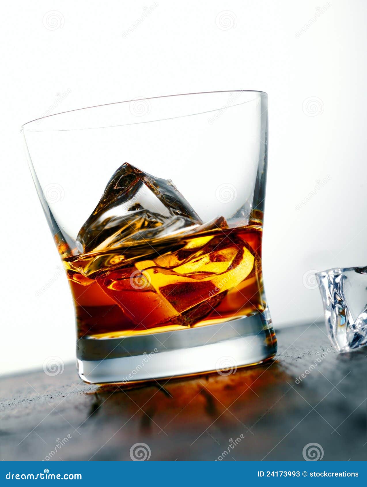 Whiskey or Brandy on the Rocks Stock Image - Image of drinking, brown ...