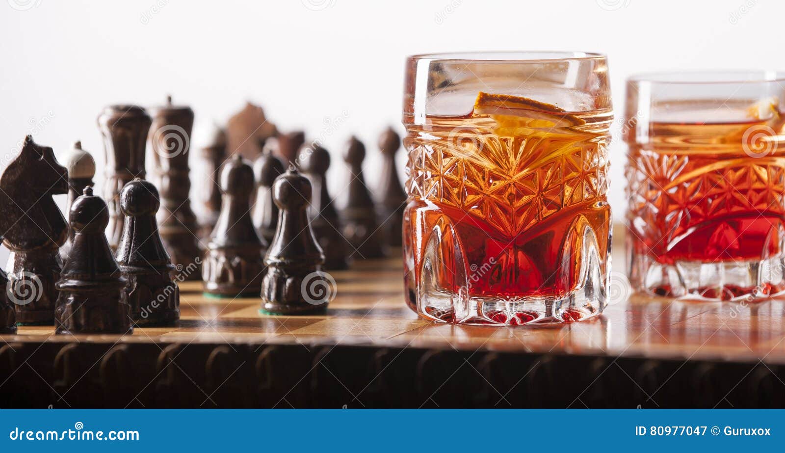 Whiskey and chess stock image. Image of brown, closeup - 80977047