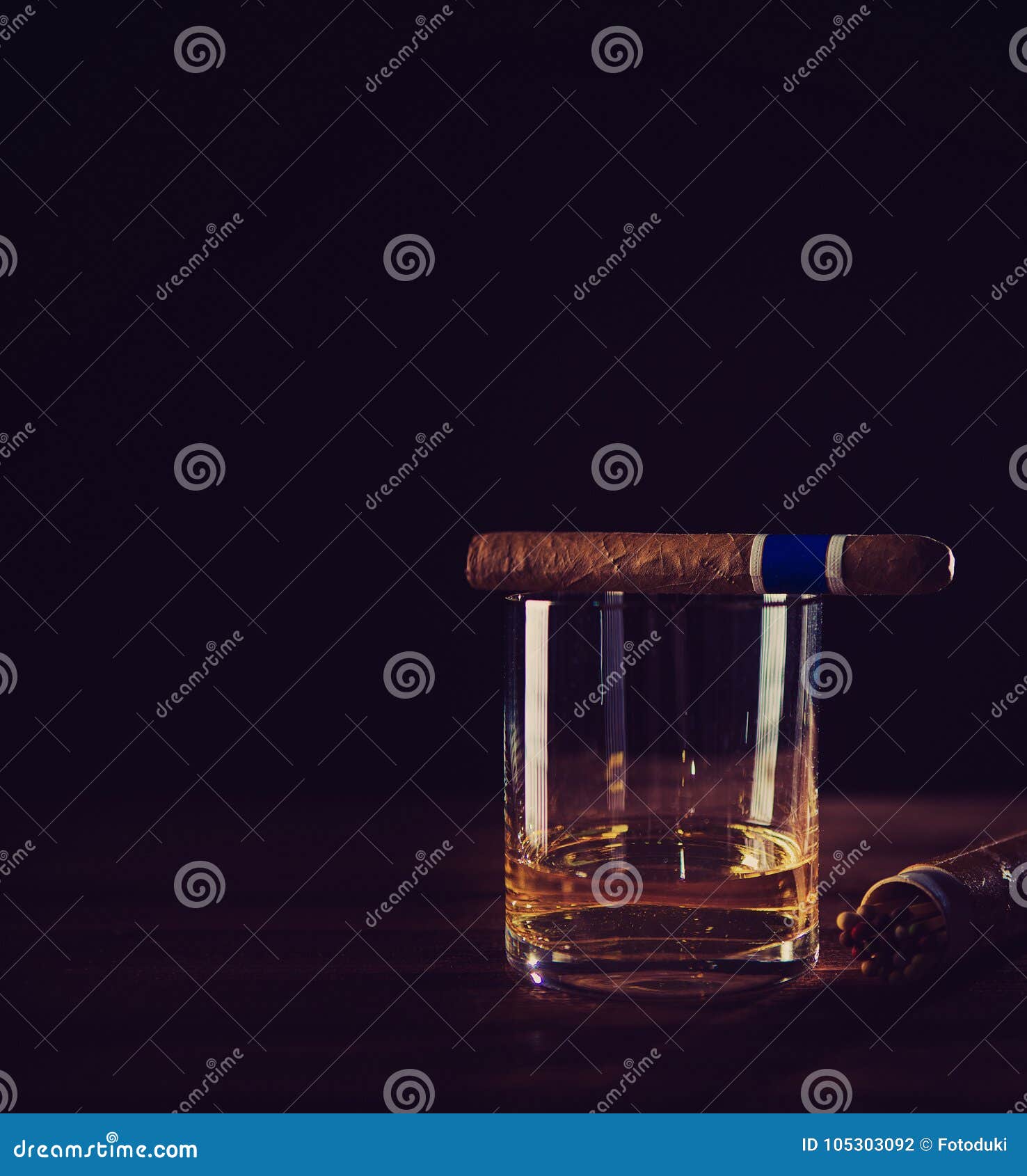 Whiskey and cigar relax stock photo. Image of smoke - 105303092