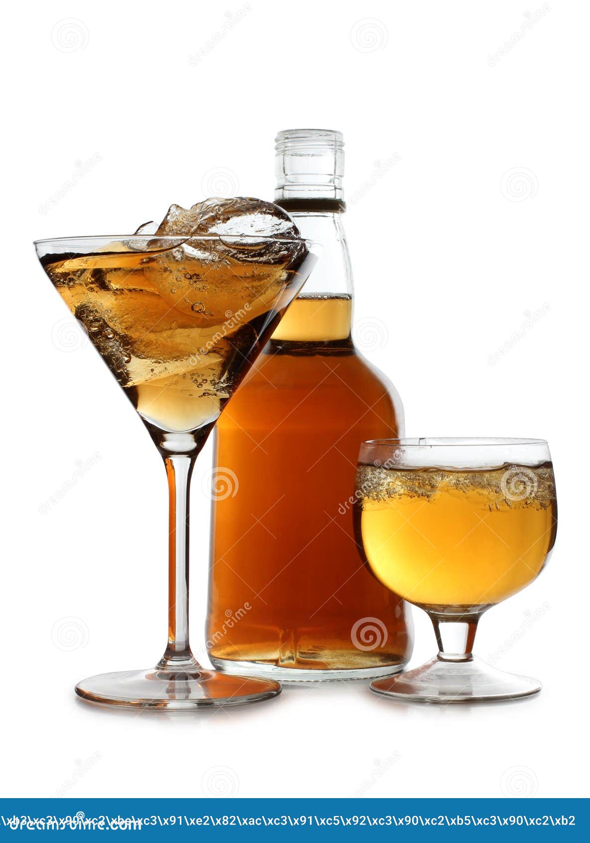Whiskey Cup and Bottle Whit Ice Stock Photo - Image of full, glass ...