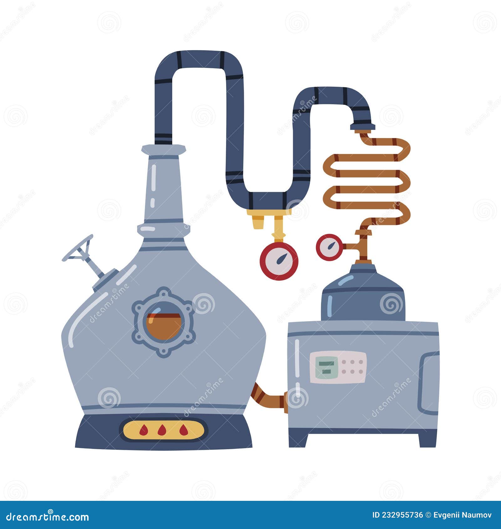 Whiskey Drink Process with Distillation in Pot Still Vector ...
