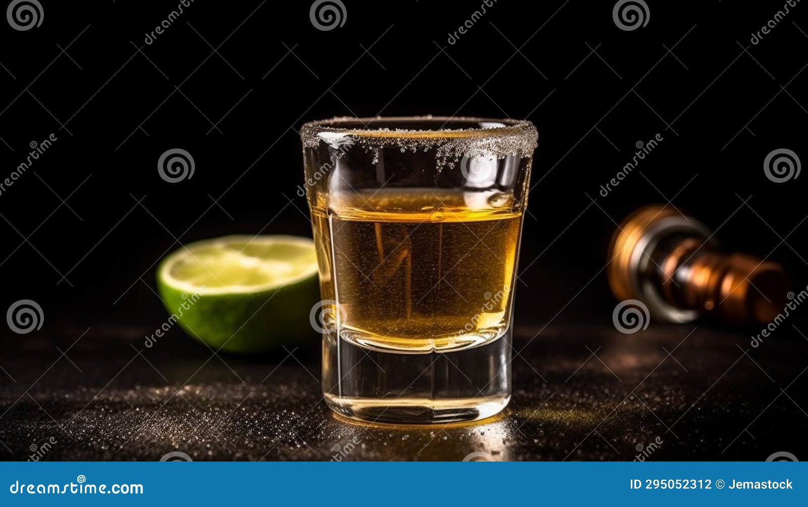 Whiskey Drop on Wood Table, Shot Glass, Dark Background Generated by AI ...