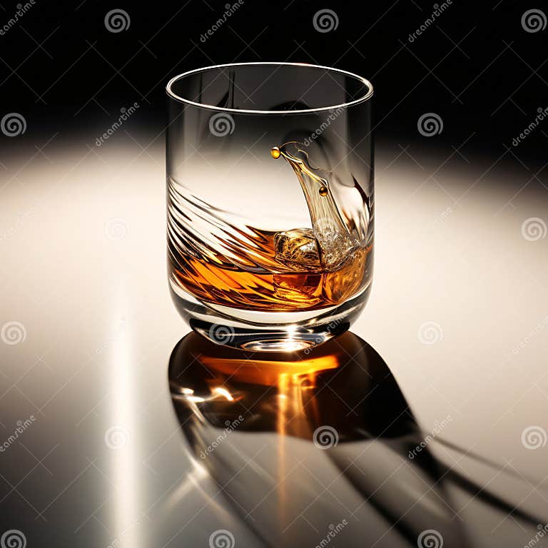 Whiskey Glass with Caustics and Dramatic Lighting AI Generated Stock ...