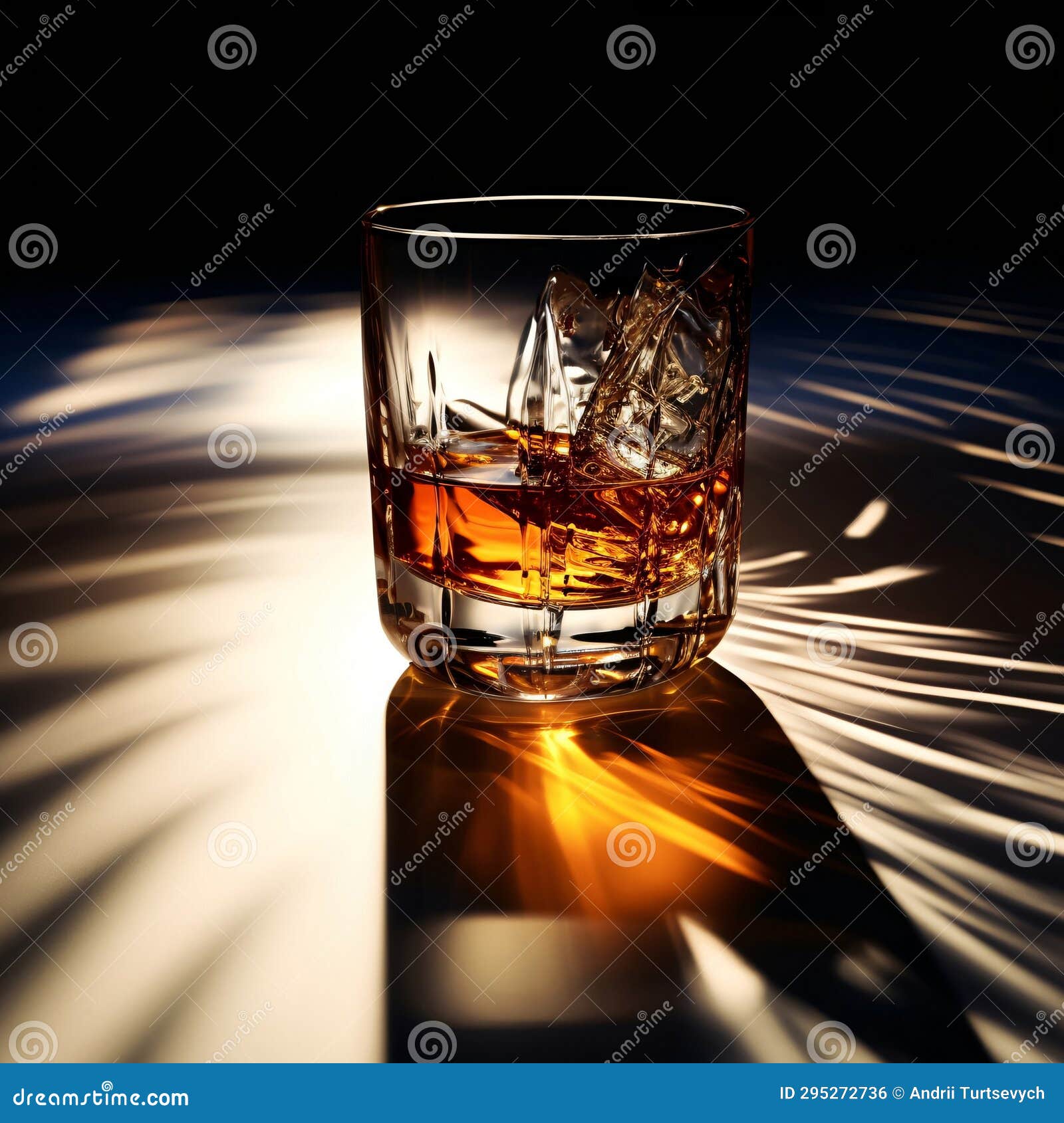 Whiskey Glass with Caustics and Dramatic Lighting AI Generated Stock ...