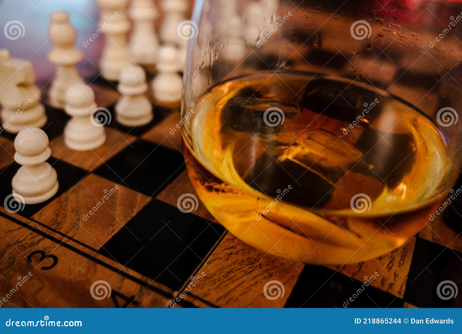 Whiskey Glass on a Chess Board Stock Photo - Image of malt, beverage ...