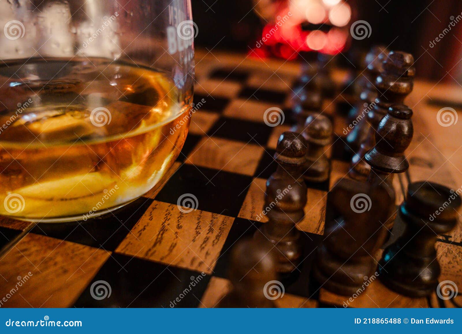 Whiskey Glass on a Chess Board Stock Photo - Image of board, bourbon ...