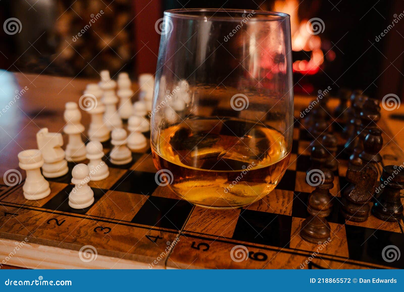 Whiskey Glass on a Chess Board Stock Photo - Image of bourbon, board ...