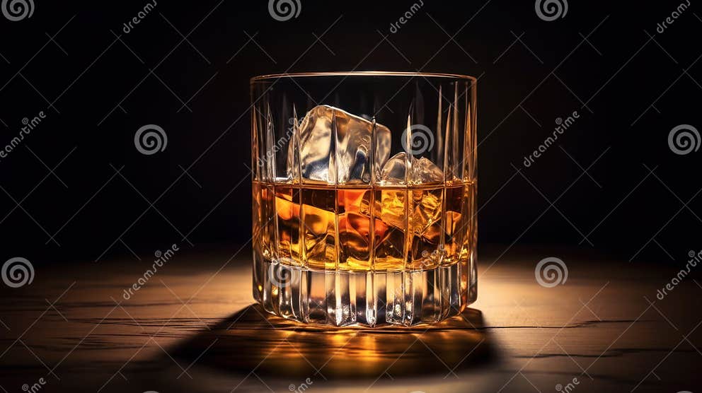 Whiskey with Ice. Side View with Copy Space Stock Photo - Image of dark ...