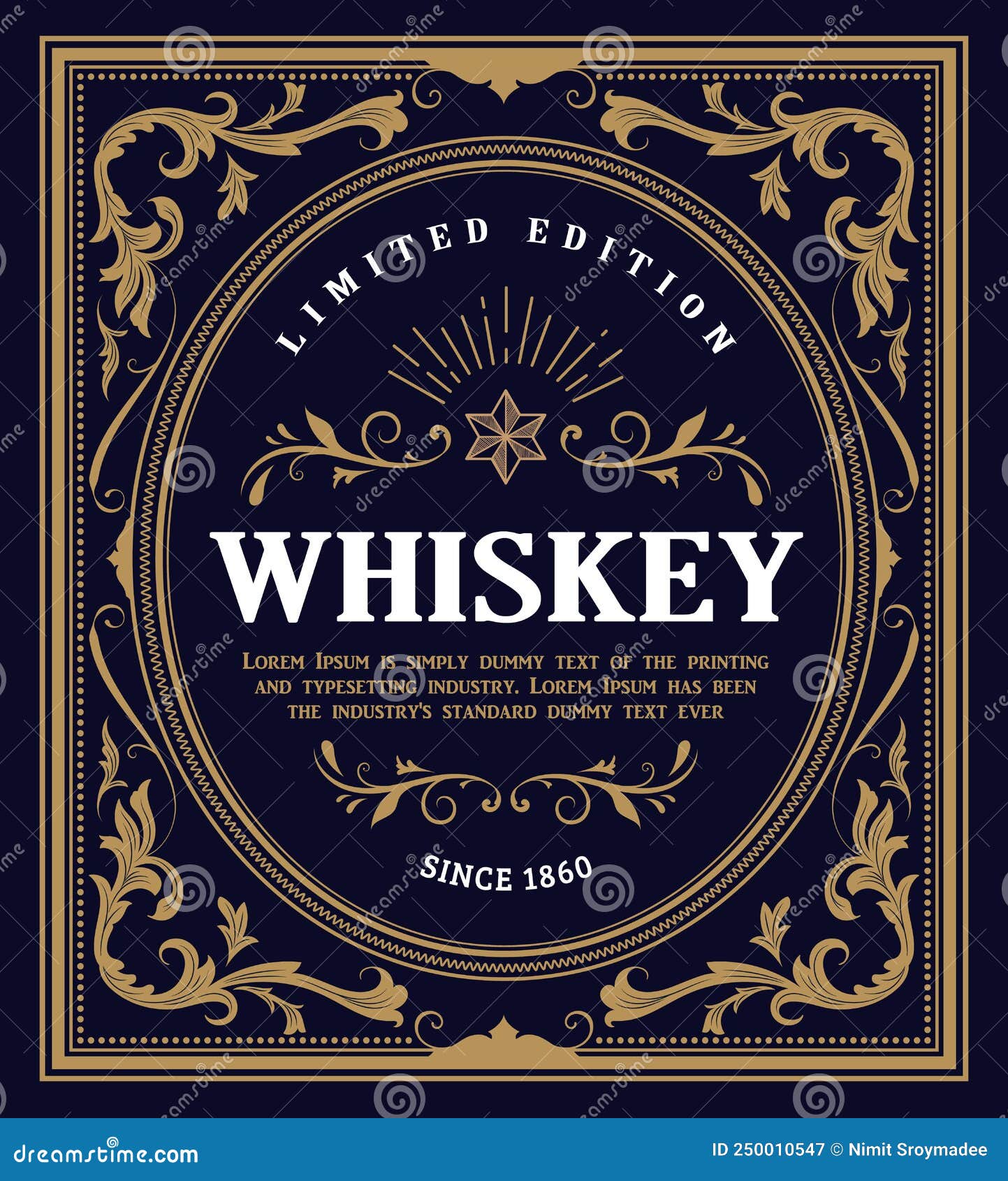 Whiskey Label Antique Engrave Design Retro Vector Illustration Stock ...