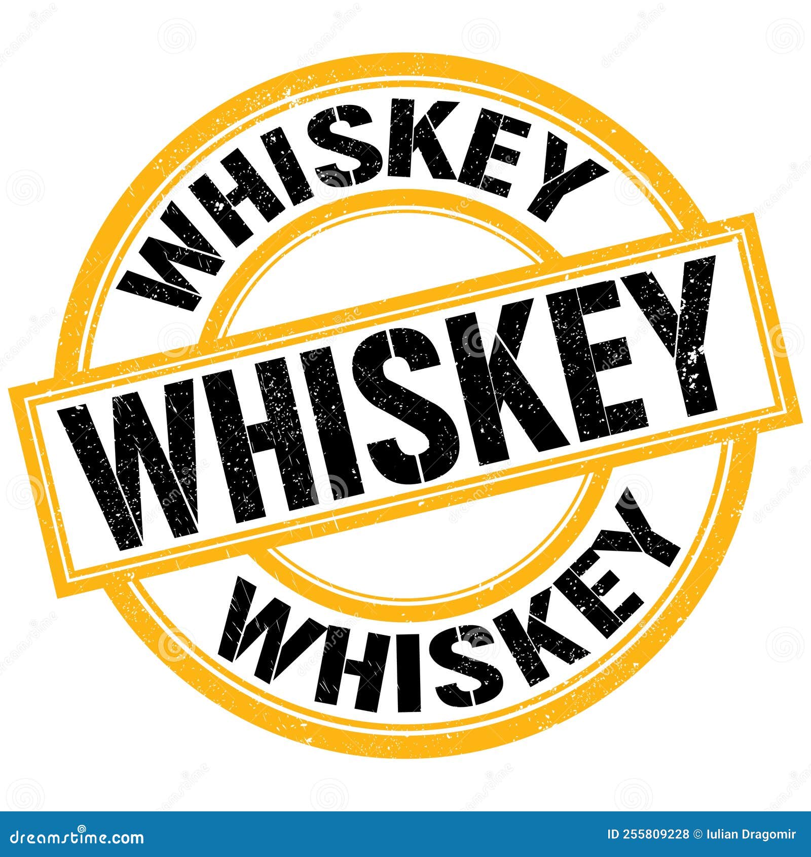 WHISKEY Text on Yellow-black Round Stamp Sign Stock Illustration ...