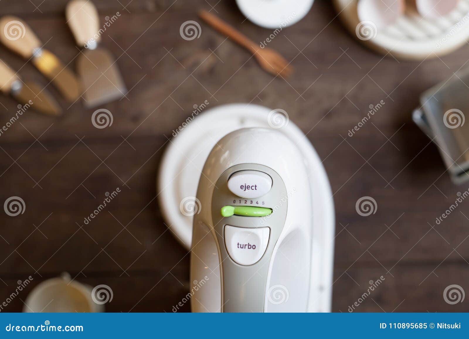 Whisking Machine and Bakery Tools on Background at Kitchen, Top View ...