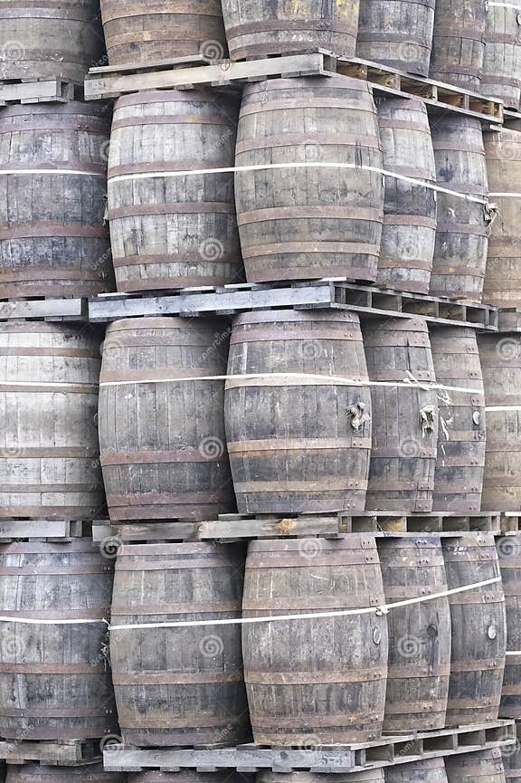 Whisky Casks Stacked at Distillery for Storage Stock Photo - Image of ...