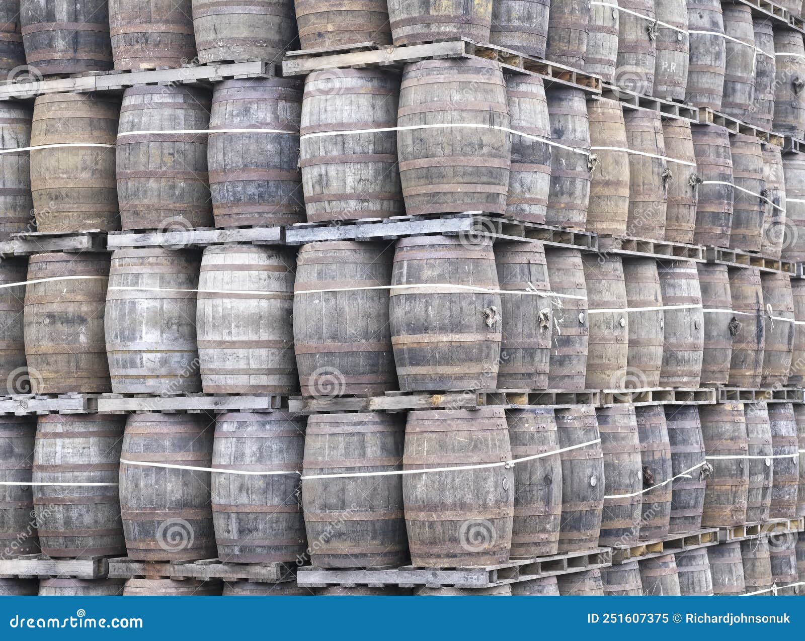 Whisky Casks Stacked In A Historic Stone Warehouse Stock Photo ...