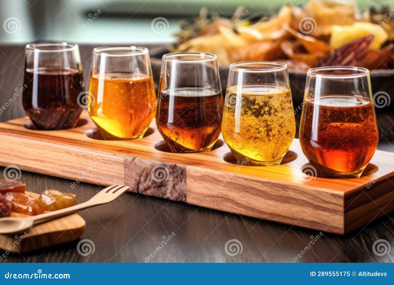 Whisky Flight Sampler on a Wooden Serving Board Stock Image - Image of ...