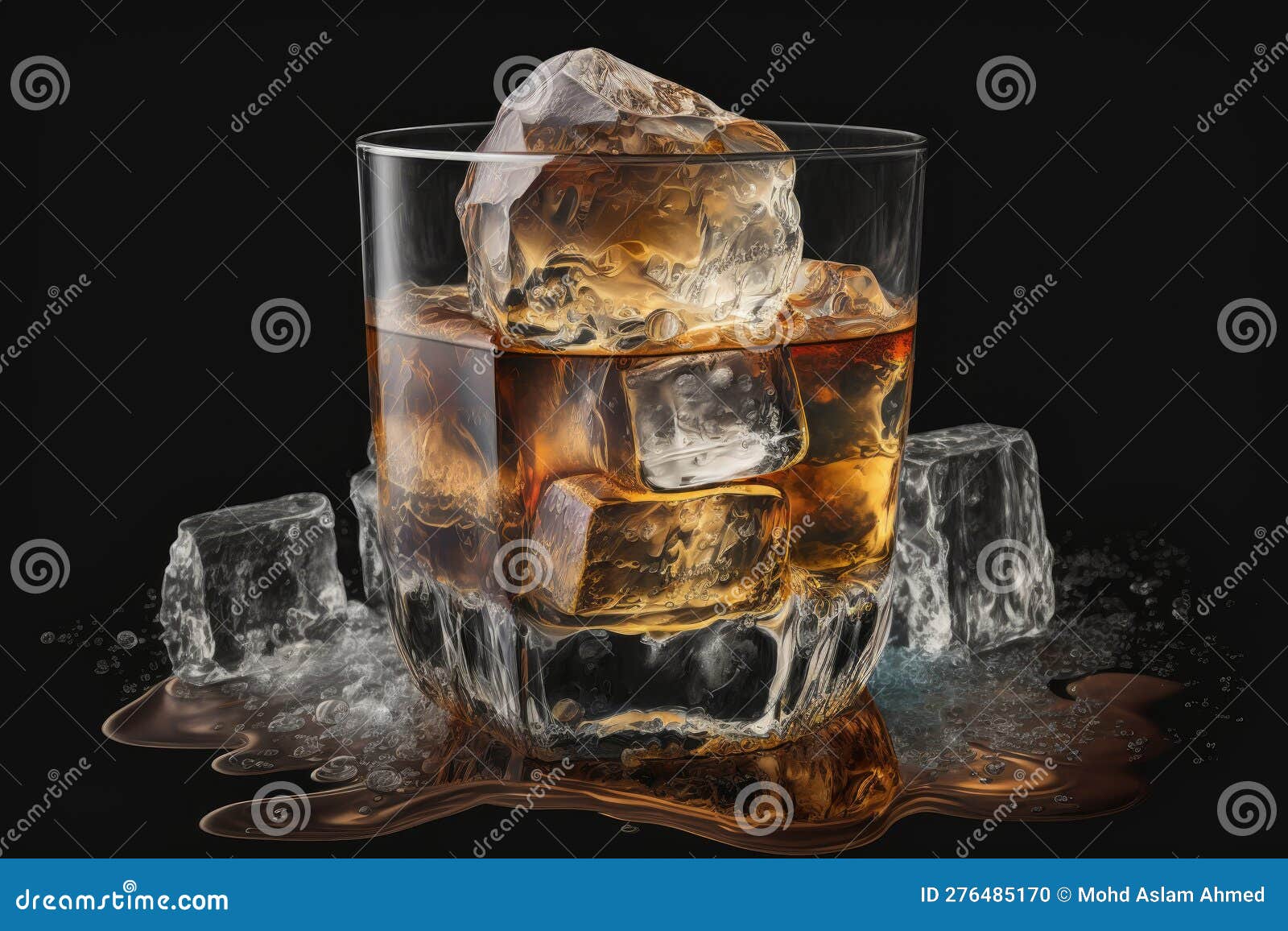 Whisky Glass Under Ice Cube Chilled Concept Stock Illustration ...