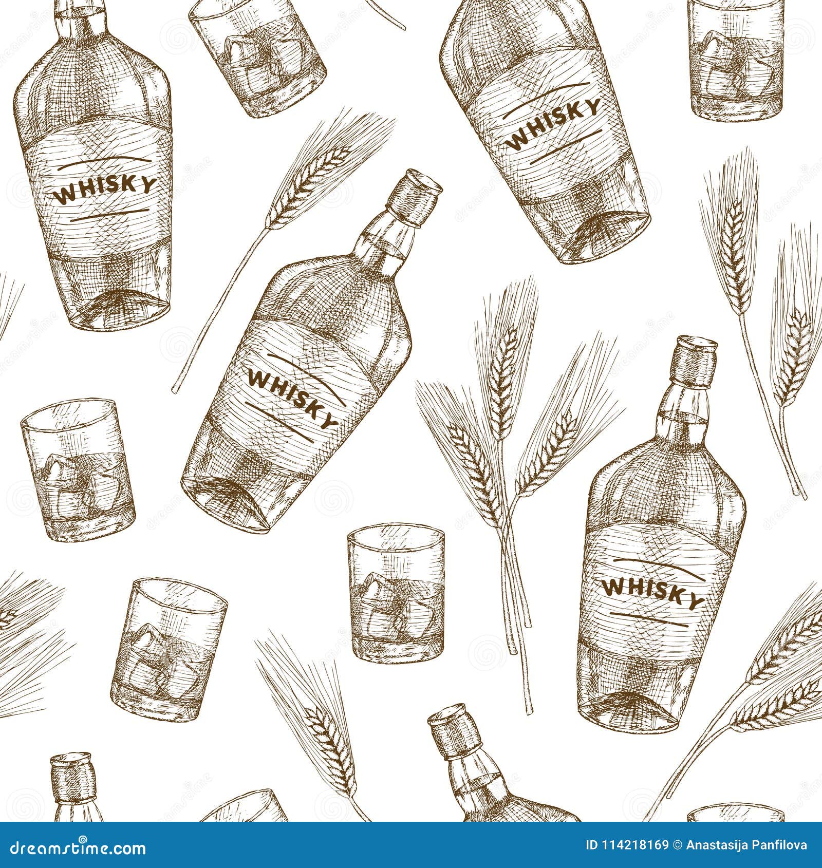 Whisky pattern. stock vector. Illustration of irish - 114218169