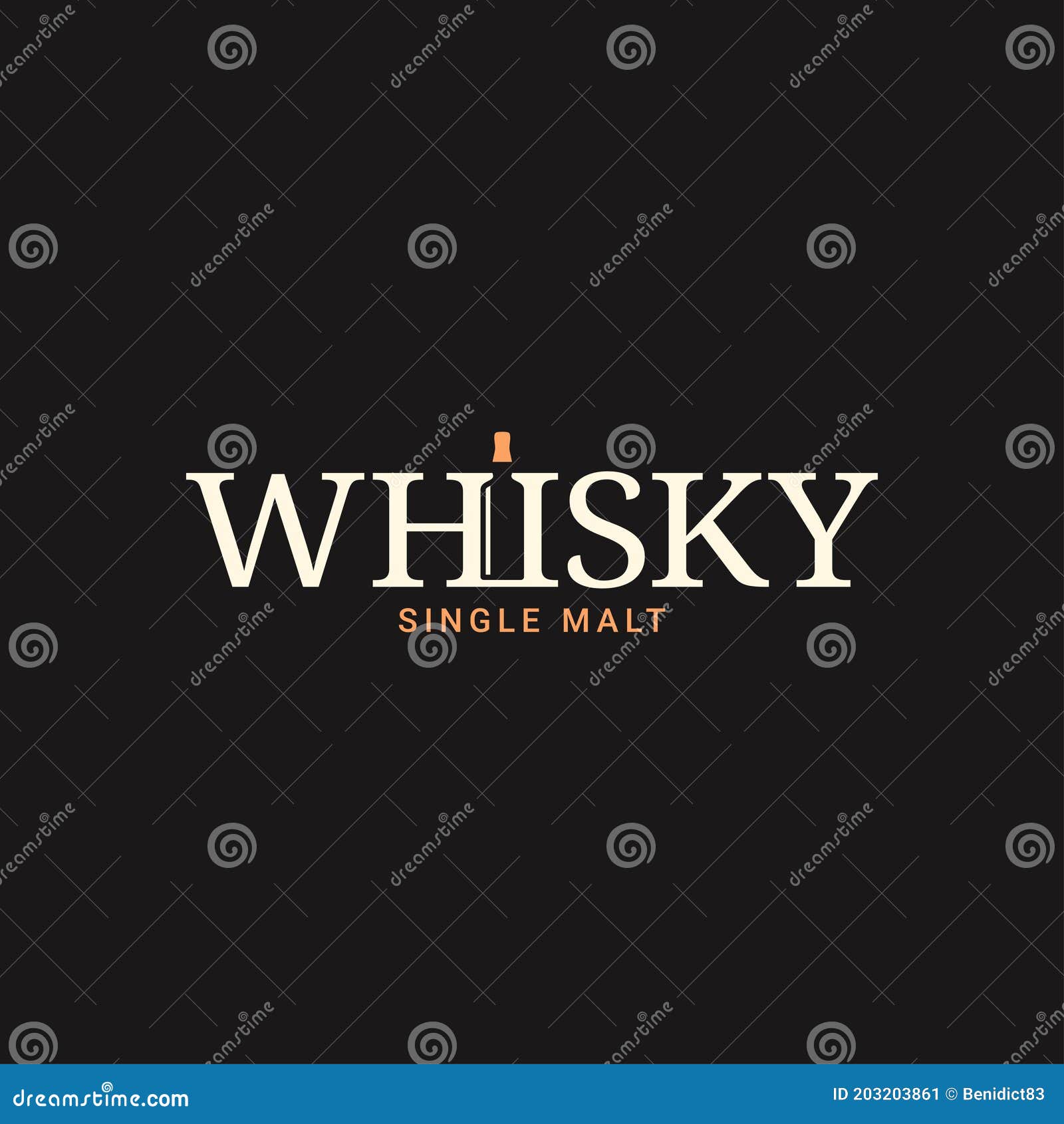 Whisky or Whiskey Logo with Whiskey Bottle Stock Vector - Illustration ...