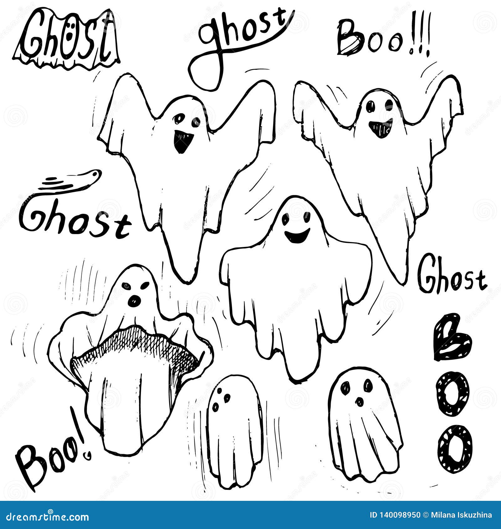 Whisper Host Hand Draw Set. Ghost Character Costume Evil Stock Vector ... Whisper Host Hand Draw Set. Ghost Character Costume Evil Stock Vector ...