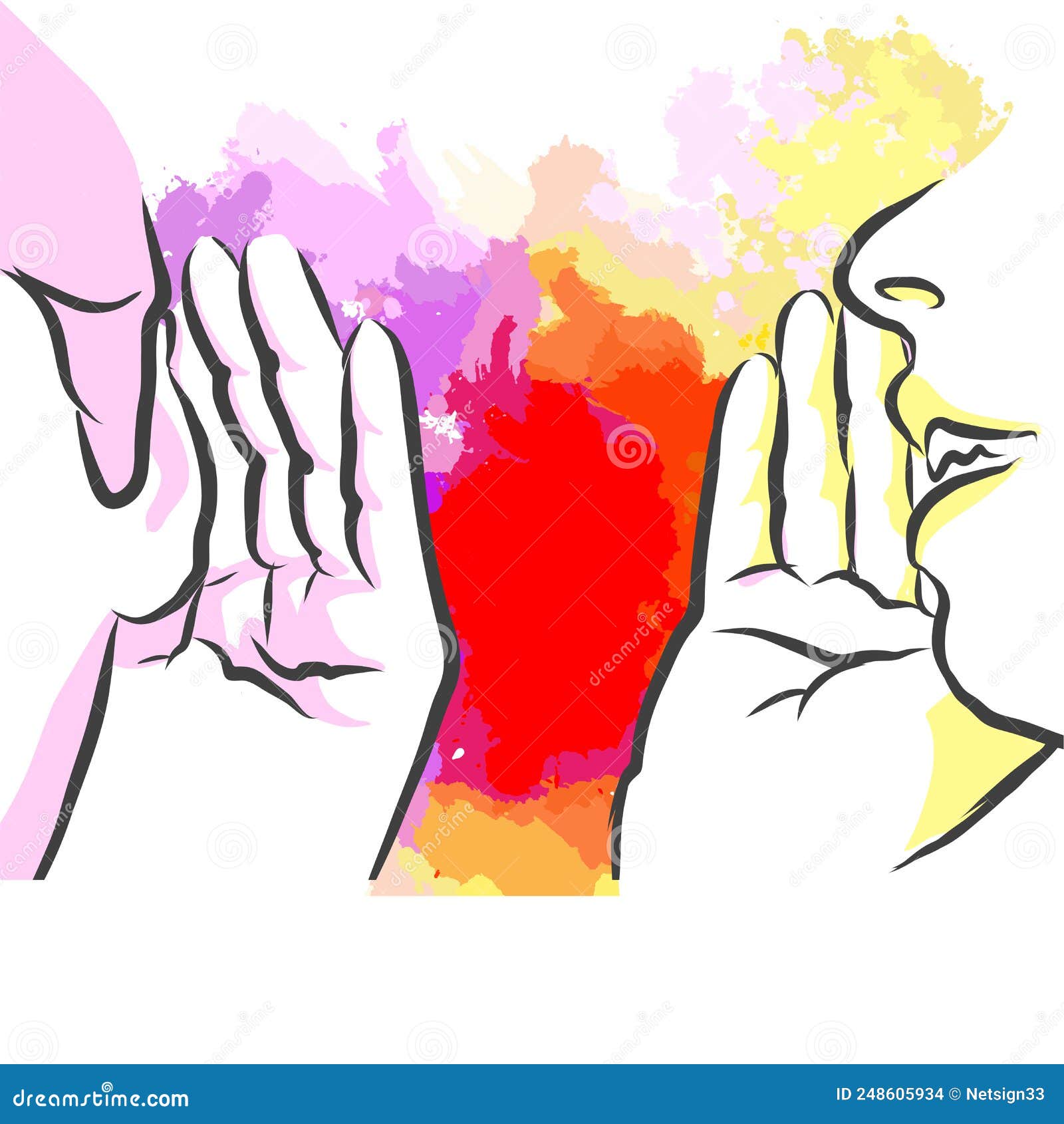 Whispering colourful art stock vector. Illustration of gesture - 248605934