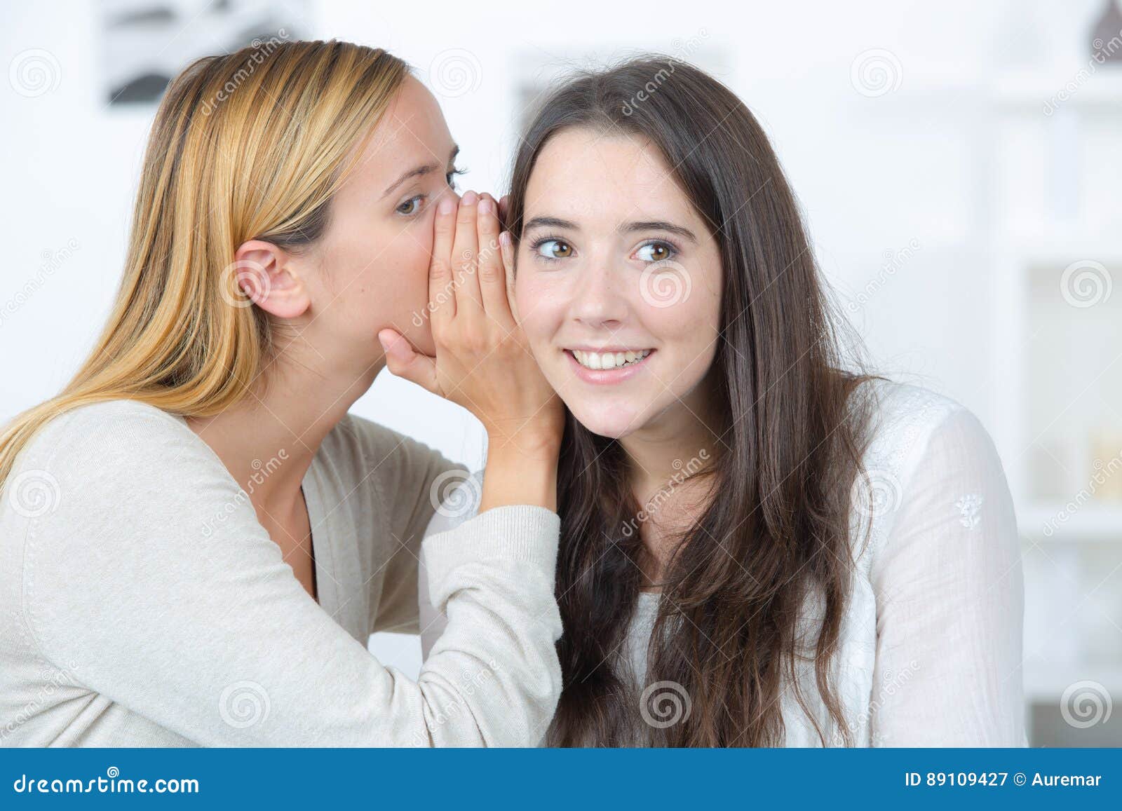 Whispering Secret To Friend Stock Image - Image of interest, emotional ...