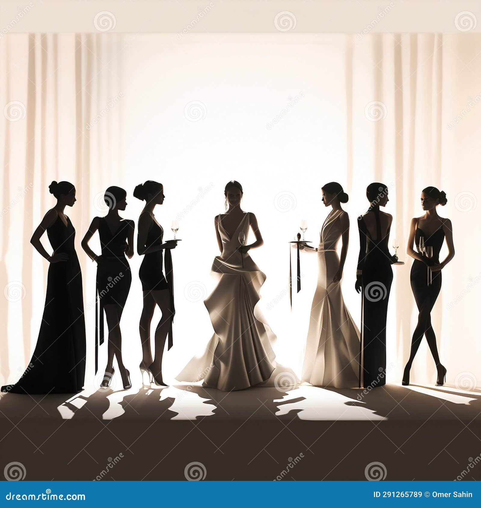 Whispering Silhouettes in a Fashionable Fitting Room Stock Illustration ...