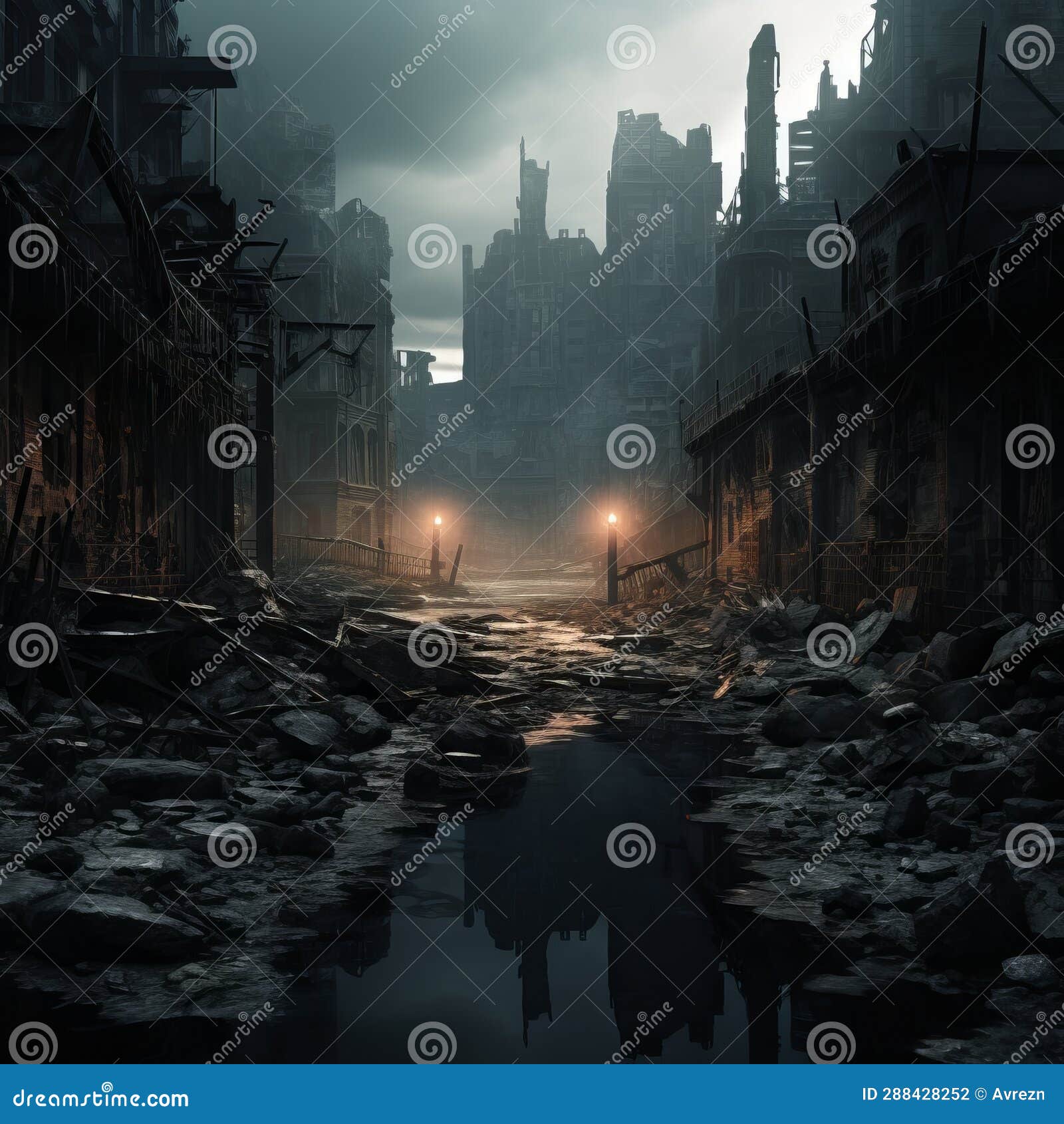 Whispers of Ruins and Shadows, a Dystopian Journey, Generative AI Stock ...