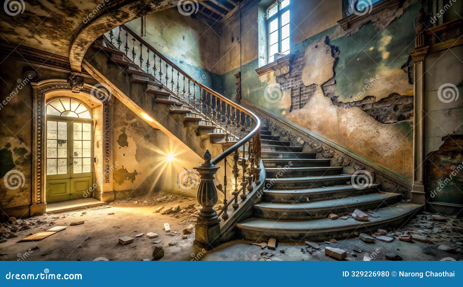 Crumbling Staircase Leading To A Hidden Chamber Stock Image ...