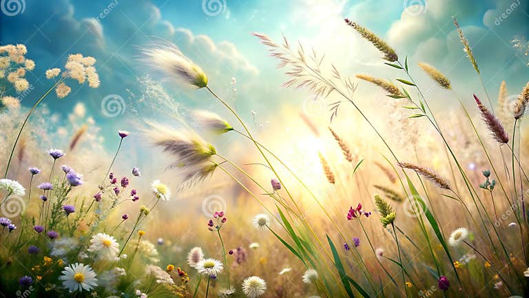 Whispers of the Wind a Delicate Dance of Windblown Grasses and ...