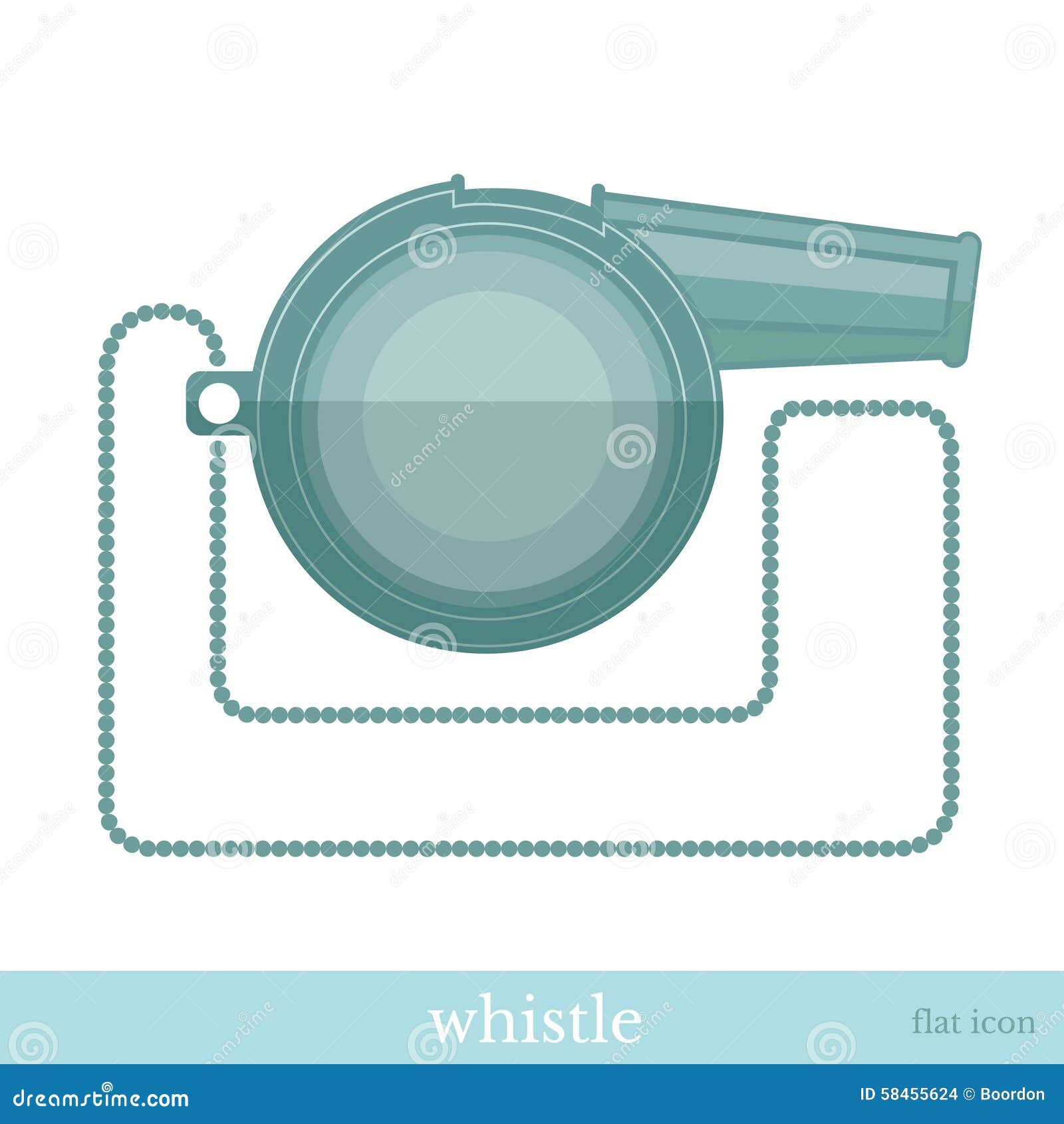 Whistle with Chain Flat Icon Stock Vector - Illustration of listen ...