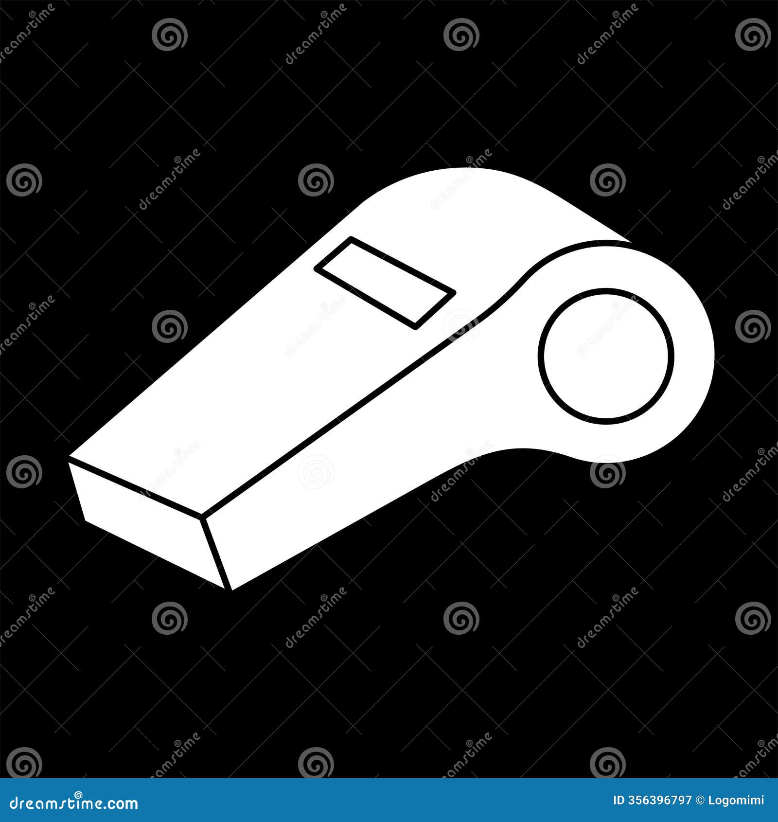 Whistle Icon Vector Illustration, Whistle Clip Art, White on Black ...
