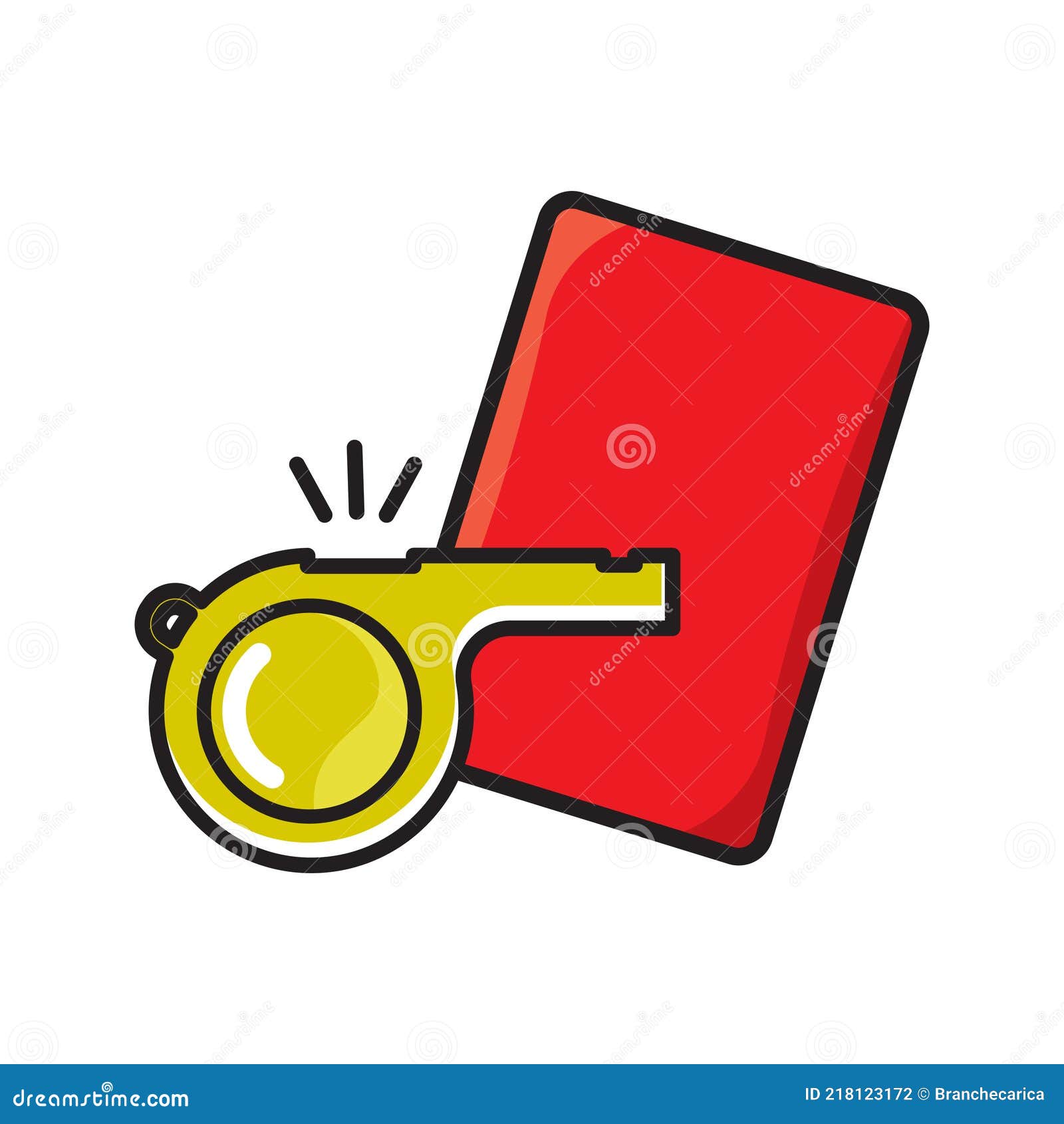 Whistle with red card stock vector. Illustration of sign - 218123172