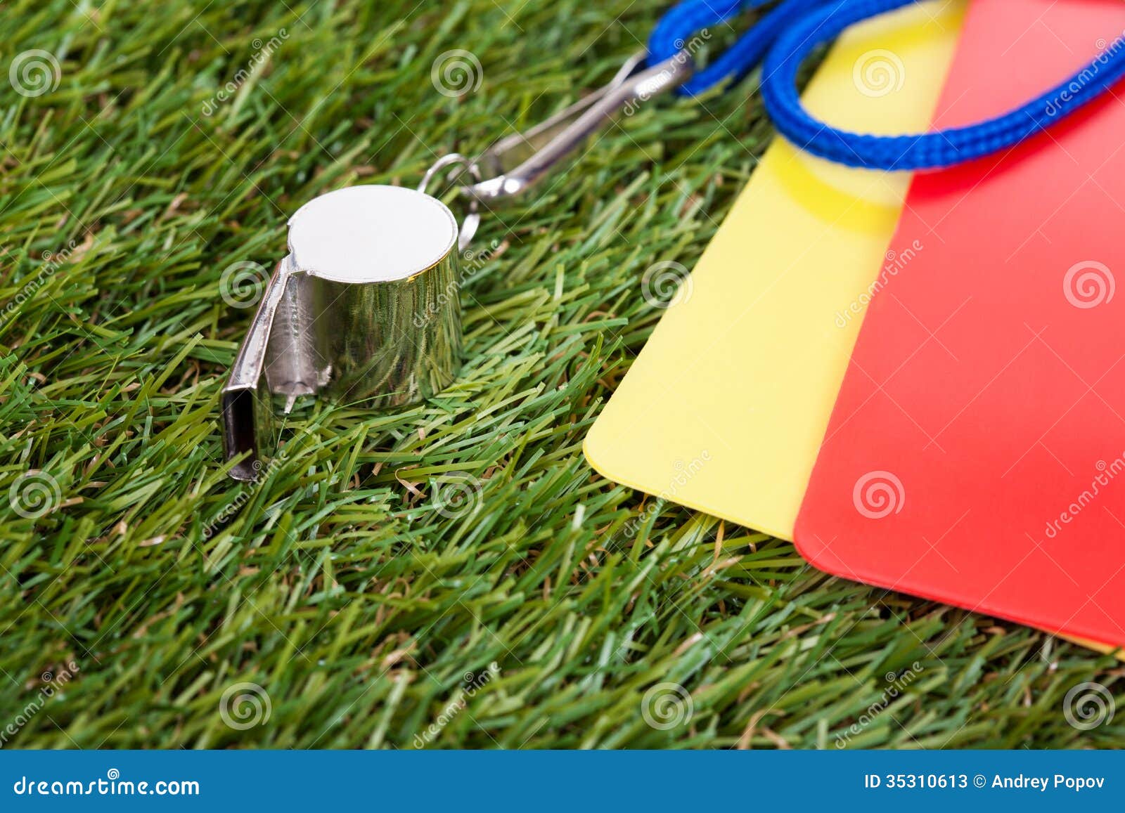 Whistle with Red and Yellow Card on the Field Stock Image - Image of ...