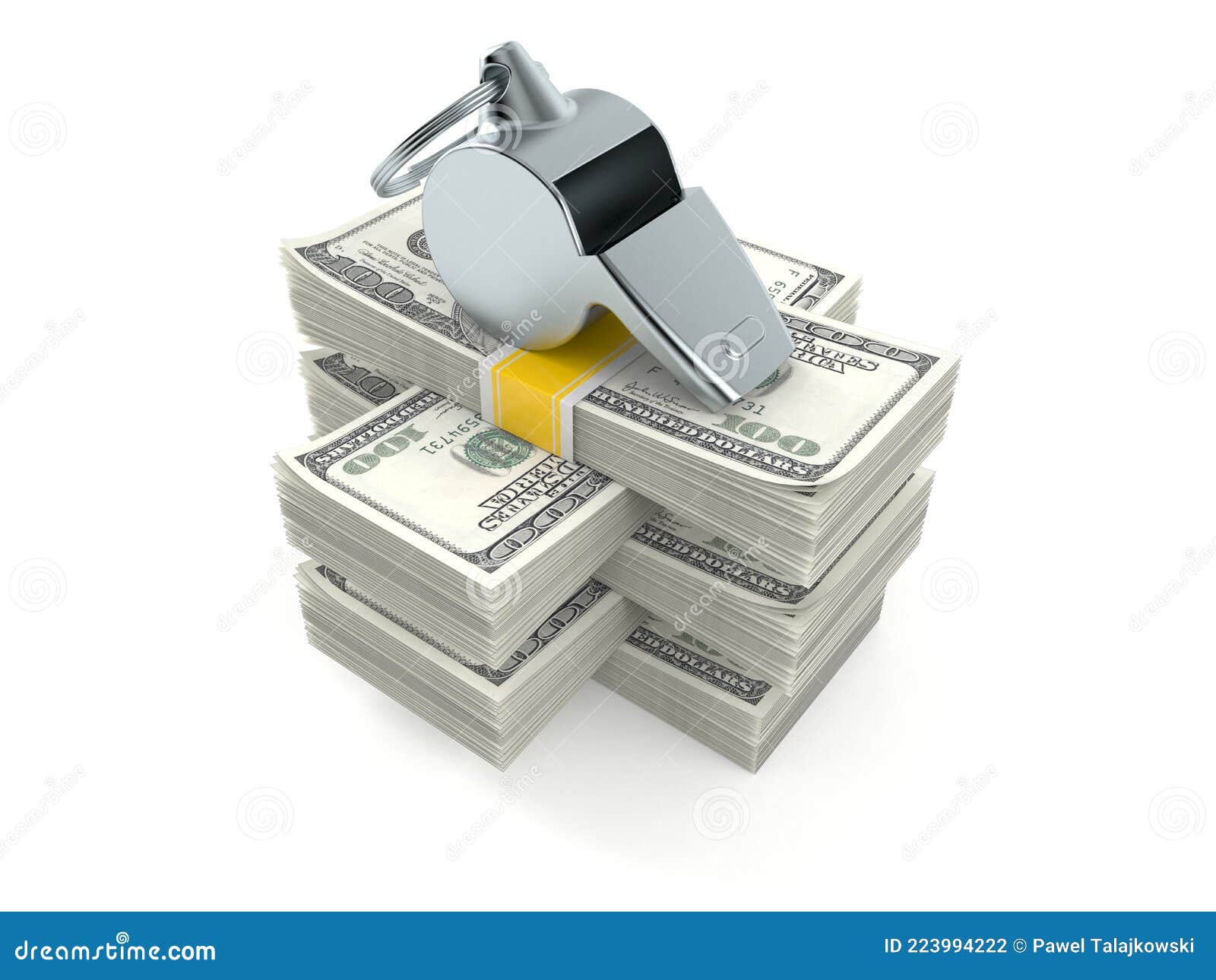 Whistle on stack of money stock illustration. Illustration of cash ...