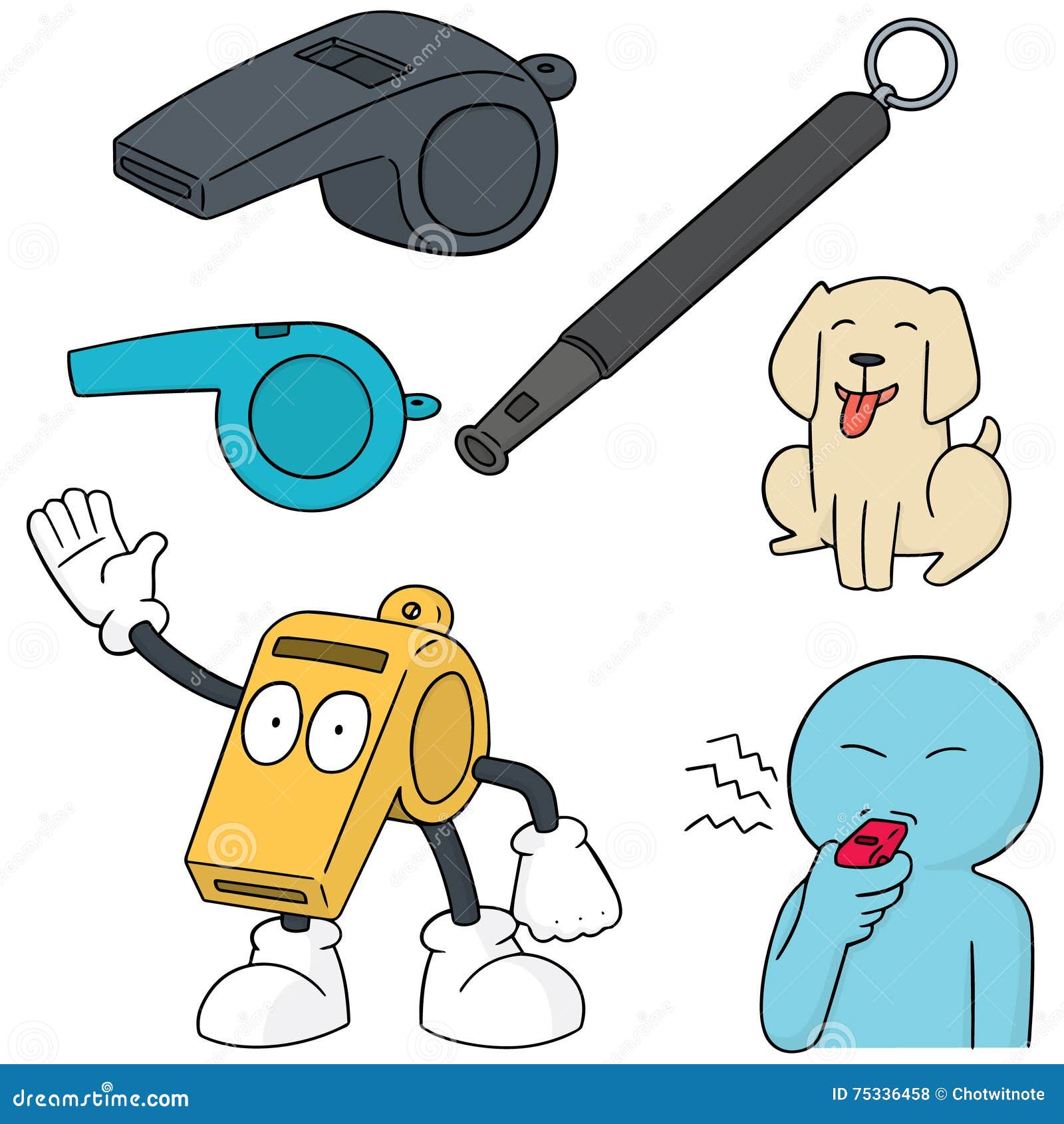 Whistle stock vector. Illustration of drawn, clipart - 75336458
