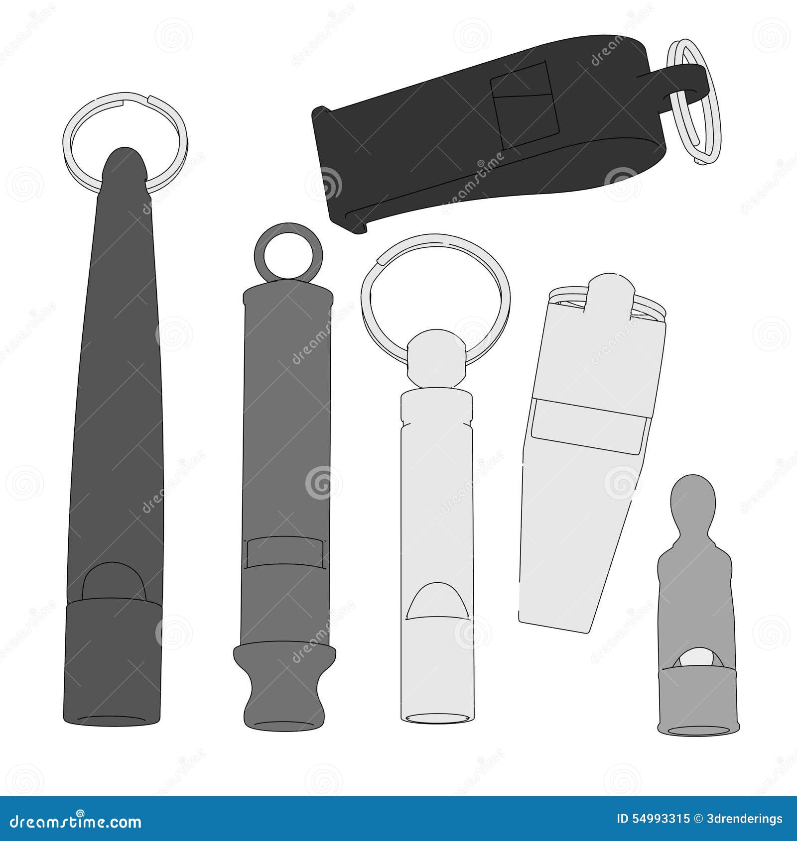 Whistles set stock illustration. Illustration of cartoon - 54993315