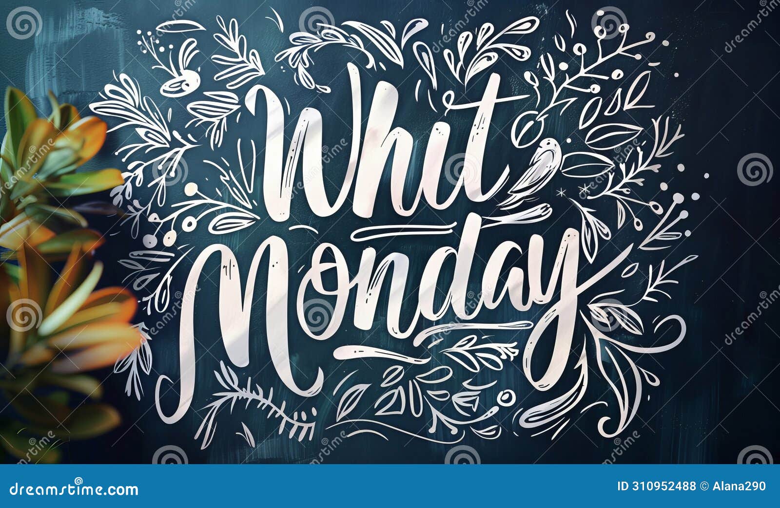 Whit Monday - Calligraphy Lettering. Religious Holiday Background Stock ...