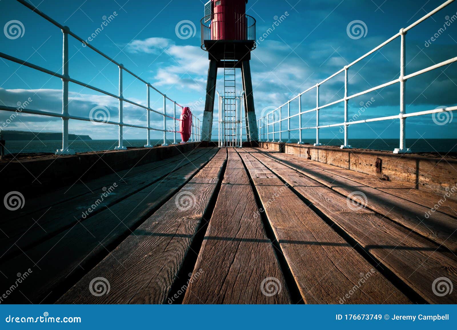 Whitby Pier End, North Yorkshire Stock Image - Image of perspective ...