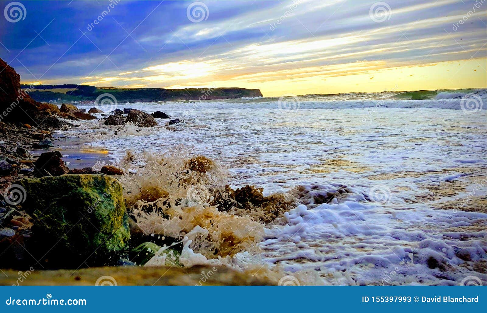 Whitby sandsend beach stock image. Image of whitby, sunset - 155397993