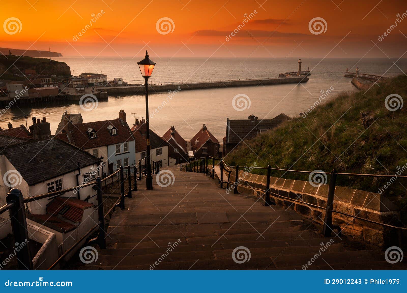 Whitby Steps at Sunset stock image. Image of steps, hillside - 29012243