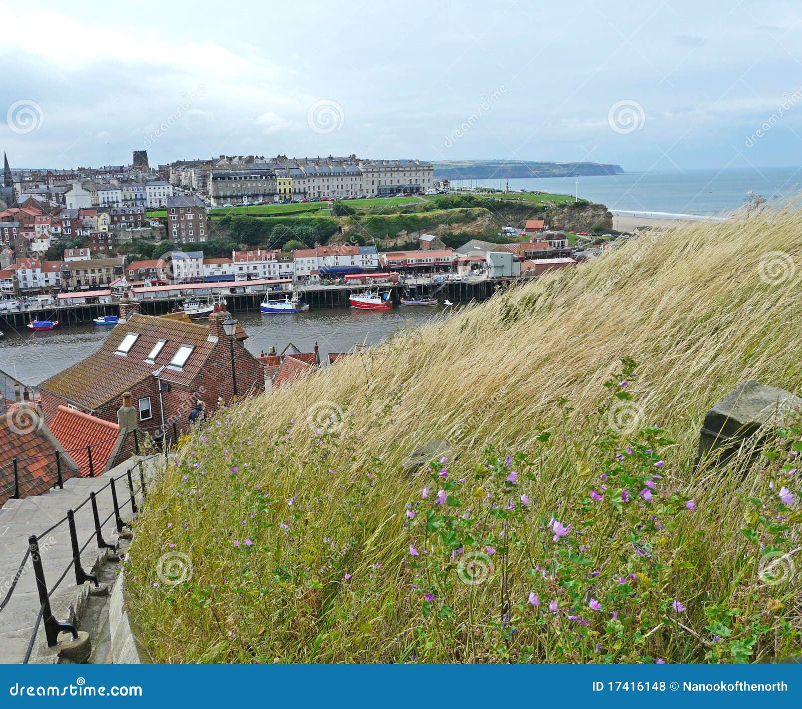 Whitby Town and Harbour from Above Stock Photo - Image of england ...