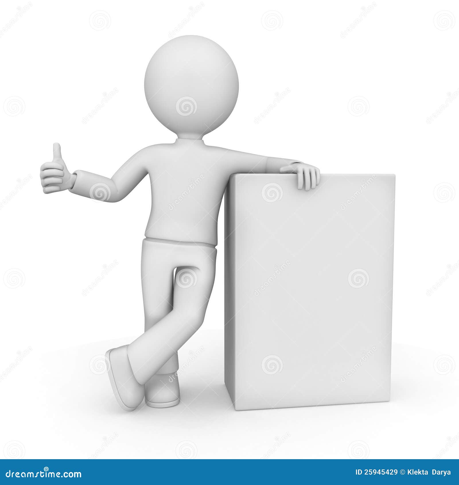 White 3D Figure with Blank Box Stock Illustration - Illustration of ...