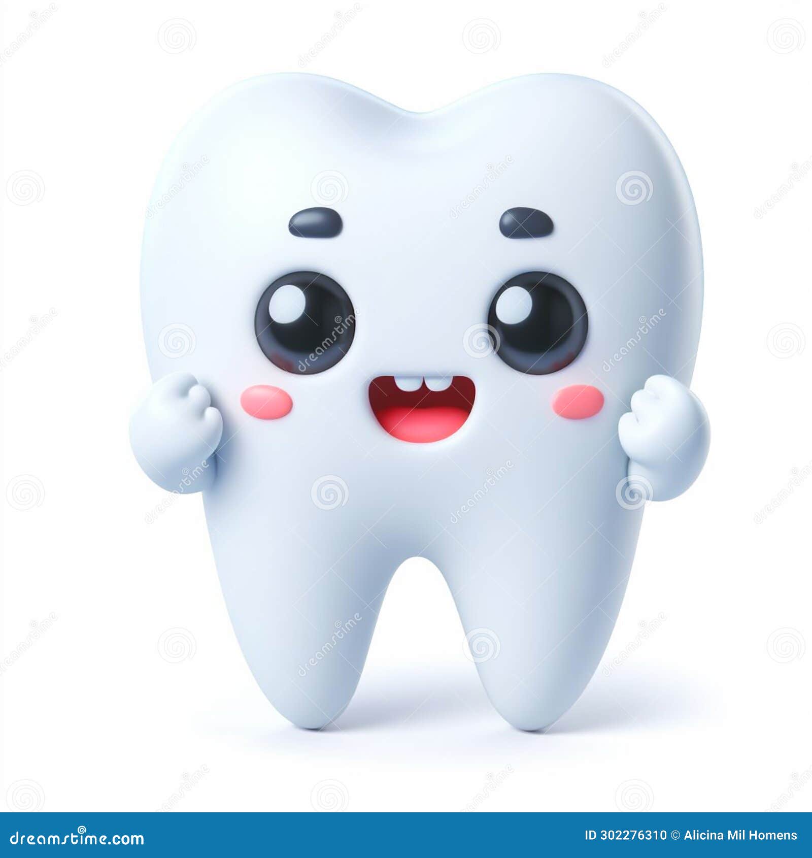White 3D Figure of a Cartoon Tooth. AI Generated Stock Illustration ...